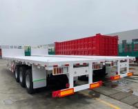 China Max Payload 50tons 3 Axle 40ft Container Semi Trailer Chassis Flat Bed Flatbed Trailer for sale
