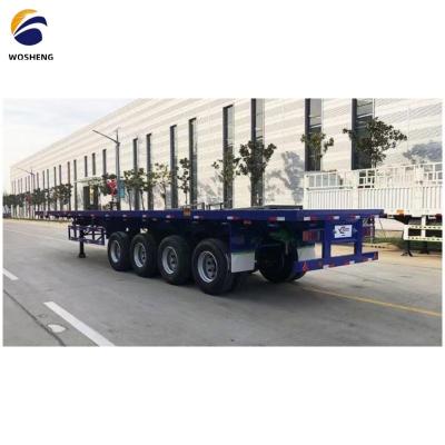 China 40ft Container Transport 3 axel Flatdeck Semi-trailer met 13ton axels staal materiaal Te koop