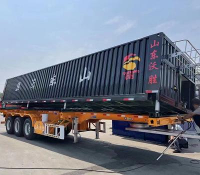 China Mechanical Suspension 3 Axle Side Roll Dump Semi-Trailer for 40 Ton Cargo Transport for sale