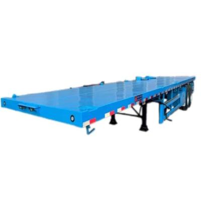 China Semi-aanhanger 2 as 20FT 40FT platte container met platte bed truck aanhanger band 12.00R22.5 Te koop