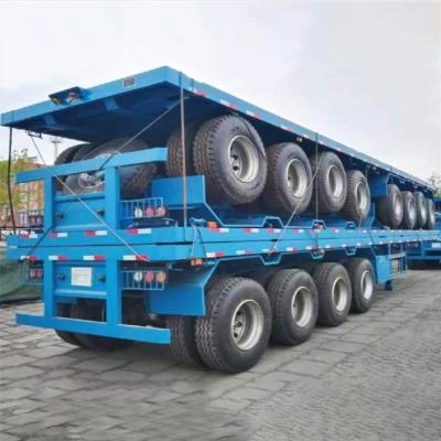 China 12.00R22.5 Tire 60 Tons 80 Tons Payload Flatbed Semi Trailer for Container Transport for sale