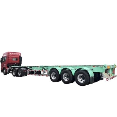 China 2 Axle 3 Axle Semi-Trailer for 20ft 40ft 45ft Steel Skeleton Container Ship Transport for sale