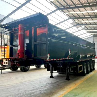 中国 メカニカルサスペンション 4軸 ハイドロリック 後ろダンプ半トレーラー Q345B / T700 スチール 販売のため