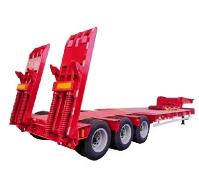China Truck Steel Low Bed Container Chassis Loader Semi-trailer met 3 assen en 12 wielen Te koop