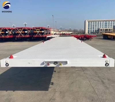 China 3 Axles 4 Axles 20FT 40FT Container Flat Bed Truck Trailers with Dual Line Braking System for sale