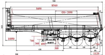 Cina WS U Shape 40-45 CBM 3-Axle End Unload Taper idraulico Dump posteriore semirimorchio per camion in vendita
