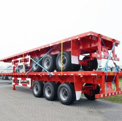 China 55 ton laadvermogen Container platbed half-trailer 3 as 4 as aanpassing Te koop