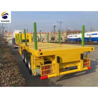 China Dual Line Braking System 80Tons Hoofdbord Hout Flatbed Semi-trailer voor bulk cargo Te koop