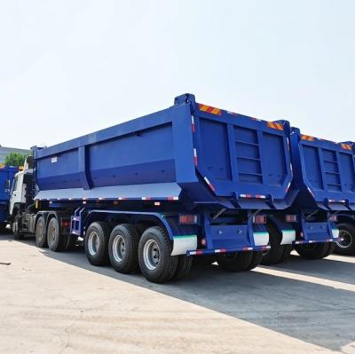 Китай ShanDong WS 3 Оси 20-100Тонны Задний наклонитель Гидравлические прицепы Стальный материал Задний отвал Полуприцеп продается