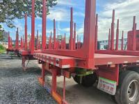 China 80T Flatbed Timber or Log Loader Semi Trailer with Side Columns Mechanical Suspension for sale
