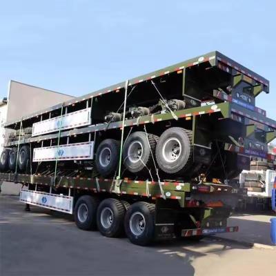 China 3 assen 20ft 40ft plat bed half-trailers gebruikt plat bed container trailer 12400*2610*1550mm Te koop