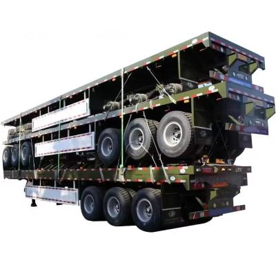China 40ft container 3-assige platbed trailer voor zware lading en langeafstandsvervoer Te koop