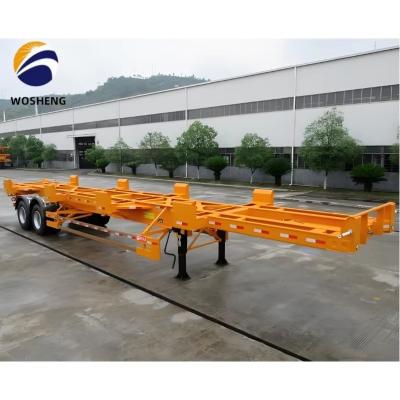 China Carga útil máxima 30000 kg Container de 20 pés e 40 pés Chassis Skeleton Truck Semi-trailer à venda
