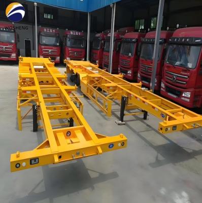 China Carga útil máxima 30000 kg Container de 20 pés e 40 pés Chassis Skeleton Truck Semi-trailer à venda