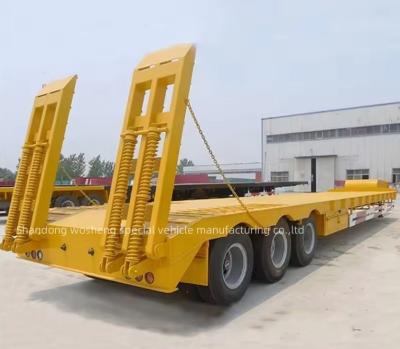 China Halbanhänger mit niedrigem Ladegerät für schwere Ausrüstung 2/3/4 Achsen und Doppelbremsleitung zu verkaufen