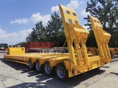 China Halbanhänger mit niedrigem Ladegerät für schwere Ausrüstung 2/3/4 Achsen und Doppelbremsleitung zu verkaufen