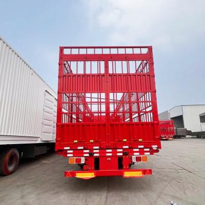 China 3 Assen 60 ton Varkens Schaap Beest Cargo Transport Staak Zaal Aanhangwagens voor landbouw Te koop