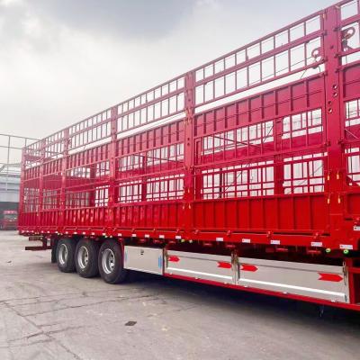 China 3 Assen 60 ton Varkens Schaap Beest Cargo Transport Staak Zaal Aanhangwagens voor landbouw Te koop