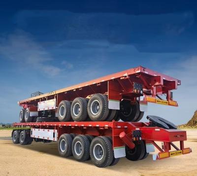 China 20FT 40FT Double Link Flatbed Semi Truck Trailer met en AIR/Mechanical Suspension Te koop