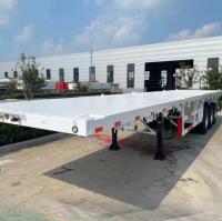 China Customized 3 Axles 40FT Container Flat Bed Semi Truck Trailers with Max Payload 100tons for sale