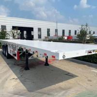 China Customized 3 Axles 40FT Container Flat Bed Semi Truck Trailers with Max Payload 100tons for sale