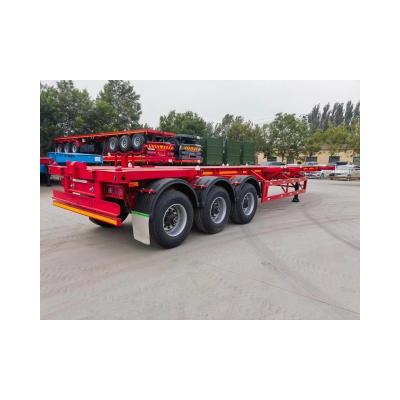 Κίνα 50T 3 Άξονα Συσκευαστή Σκελετό Semi Trailer με 9.0-20 * 12pcs 90 Rim σε κόκκινο και κίτρινο προς πώληση