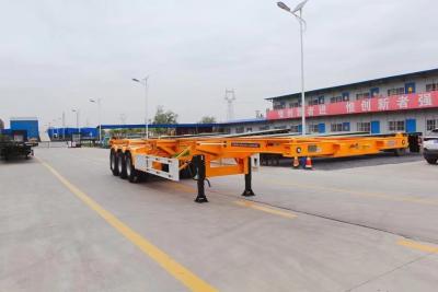 Κίνα 50T 3 Άξονα Συσκευαστή Σκελετό Semi Trailer με 9.0-20 * 12pcs 90 Rim σε κόκκινο και κίτρινο προς πώληση