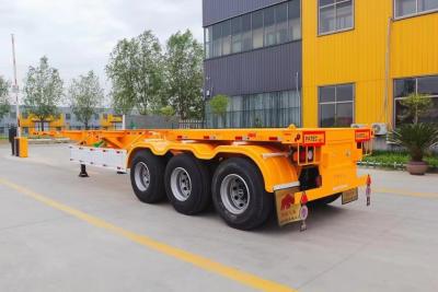 Κίνα 50T 3 Άξονα Συσκευαστή Σκελετό Semi Trailer με 9.0-20 * 12pcs 90 Rim σε κόκκινο και κίτρινο προς πώληση
