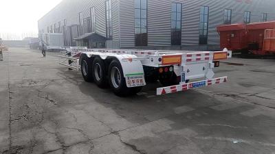 Κίνα 50T 3 Άξονα Συσκευαστή Σκελετό Semi Trailer με 9.0-20 * 12pcs 90 Rim σε κόκκινο και κίτρινο προς πώληση