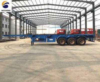 WOSHENG Tri-Axle 40FT 3 Ejes Chasis de carga de 40 toneladas Esqueleto Semirremolque con materiales