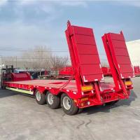 China 150 Tons Max Loading Lowboy Lowbed Semi Trailer for Heavy Duty Transport Customizable for sale
