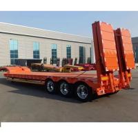 China 150 Tons Max Loading Lowboy Lowbed Semi Trailer for Heavy Duty Transport Customizable for sale