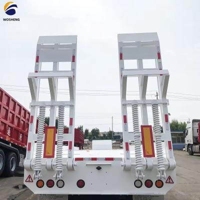 China Mechanical Suspension Lowbed Truck Semi Trailer With Mechanical Ladder for Zimbabwe for sale