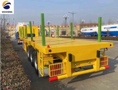 China Timber Logging Transport Platform 3 Axle Timber Flatbed Semi Trailer for sale