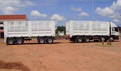 China 3 Eje de tracción remolcando Dolly Full Truck Trailer con cerco de estaca de la solicitud del cliente en venta