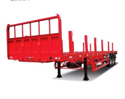 China Q345b Hoofdbalk 3 Assen 20ft 40ft Container Transport 60-100Tons Flatbed Flatbed Truck Semi-trailer Te koop