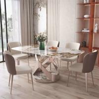 China Customized Size Round Dining Table 4 Seater With Leather Chairs for sale