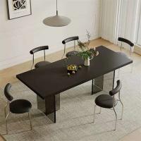 China Customized Size Dining Table Set 4 Chairs With Steel Base for sale