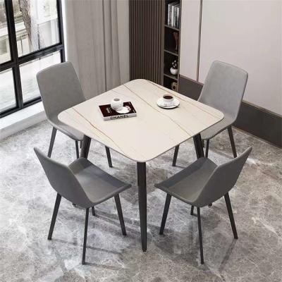 Cina Dimensioni personalizzate Tavolo da pranzo rotondo 4 posti con sedie in pelle in vendita