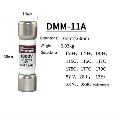 China DMM-11A 1000VAC/DC 11A 10mm x 38mm Fast Acting Ferrule Fuses Specially for Fluke multimeter for sale
