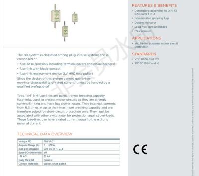 China NH fuse NH000AM69V40 - Z227860 NH000AM69V50 - A227861 NH000AM69V6 - R227853 NH000AM69V63 - B227862 for sale