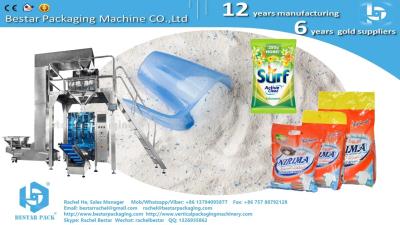 China Detergent powder packing machine 400g pouch with hang carrying hole for sale