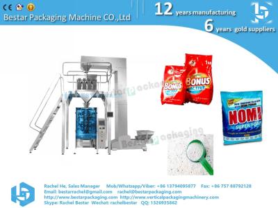 China How to pack wash powder pouch with spoon, Bestar detergent packing machine for sale