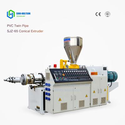 China Sinohs CE ISO PVC Twin Pipe SJZ-65/132 Plastic Conical Twin Screw Extruder for sale