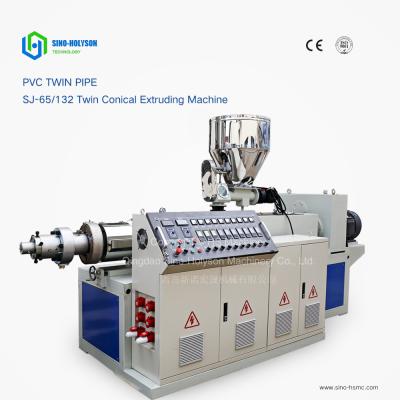 China Sinohs CE ISO PVC Twin Pipe SJZ-65/132 Plastic Conical Twin Screw Extruder, Spot Goods! for sale