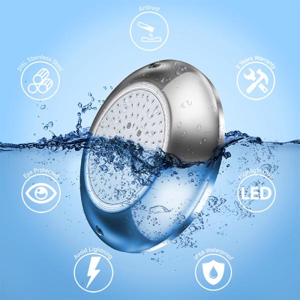 316LSS Underwater Surface Mount Pool Light 6W 10W 15W Multicolor