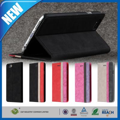 China Thin Leather iPhone 6 Protective Cases Synthetic Wallet STAND Flip Black for sale