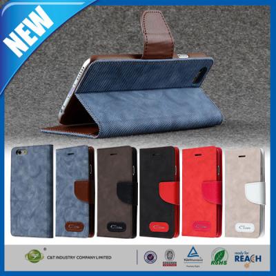 China Flip Folio Leather Wallet 2 Card Slots Apple iPhone 6 Plus Case Eco-friendly for sale