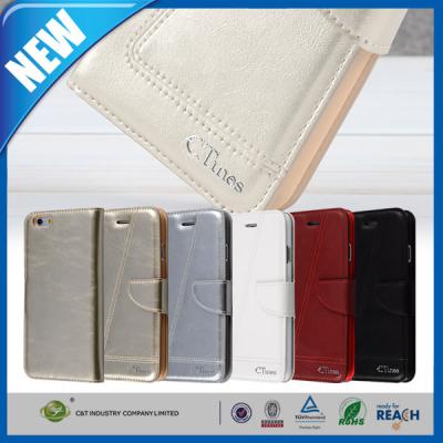 China Apple iPhone 6 Protective Cases Leather Flip Wallet With Credit Card Holder for sale