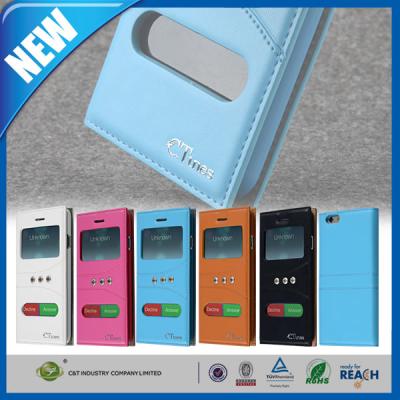 China Leather Fashion iPhone 6 Protective Cases Dual Window Pu Skin Folio for sale